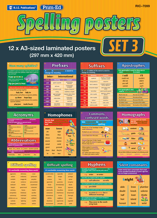 Spelling Posters - Set 3 - R.I.C. Publications Educational Resources ...