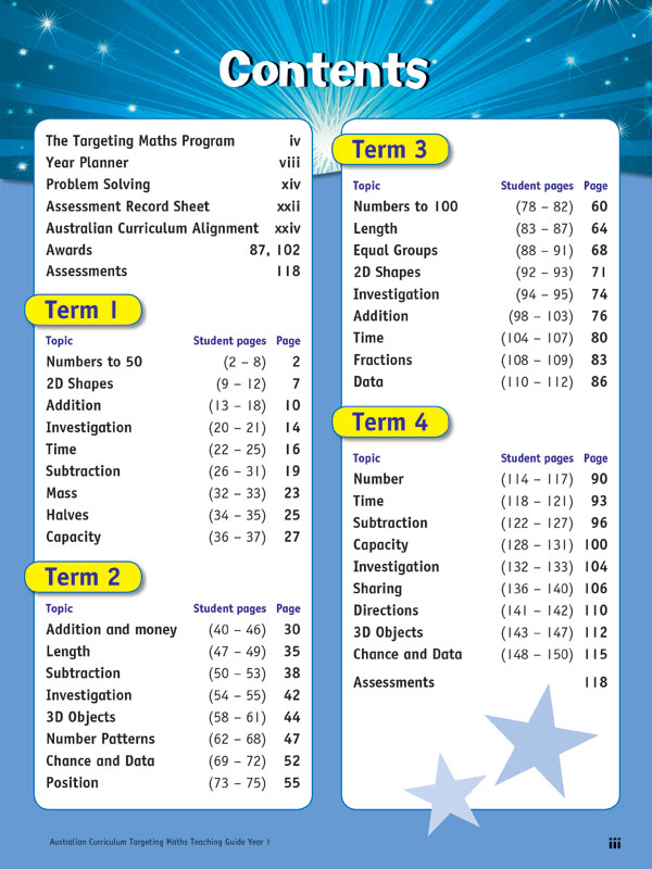 Targeting Maths Australian Curriculum Edition - Teaching Guide - Year 1 ...