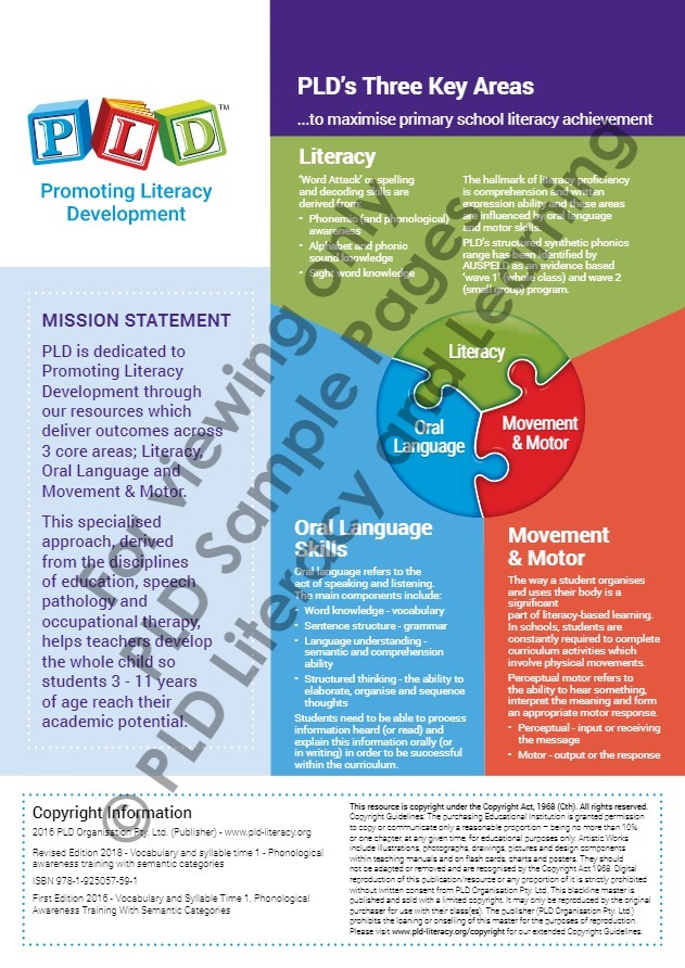 Vocabulary & Syllable Time - Set 1 - PLD Literacy (PLD-VST1 ...