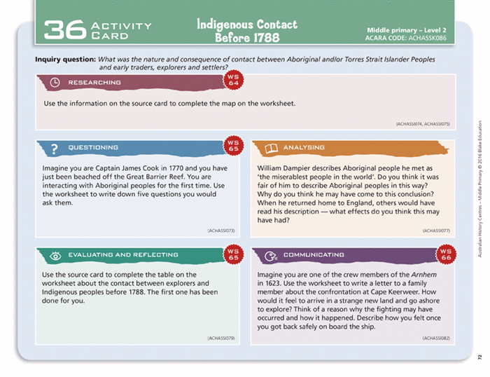 Blake's Learning Centres - Australian History Centres: Middle Primary ...