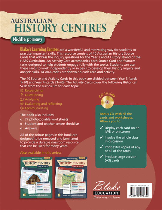 Blake's Learning Centres - Australian History Centres: Middle Primary ...