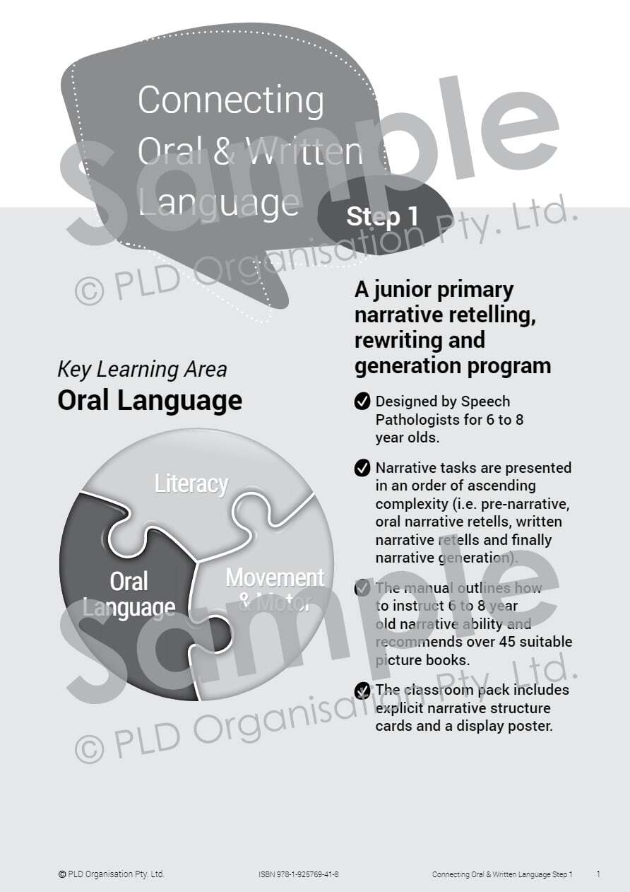 Connecting Oral and Written Language - Step 1 - PLD Literacy ...