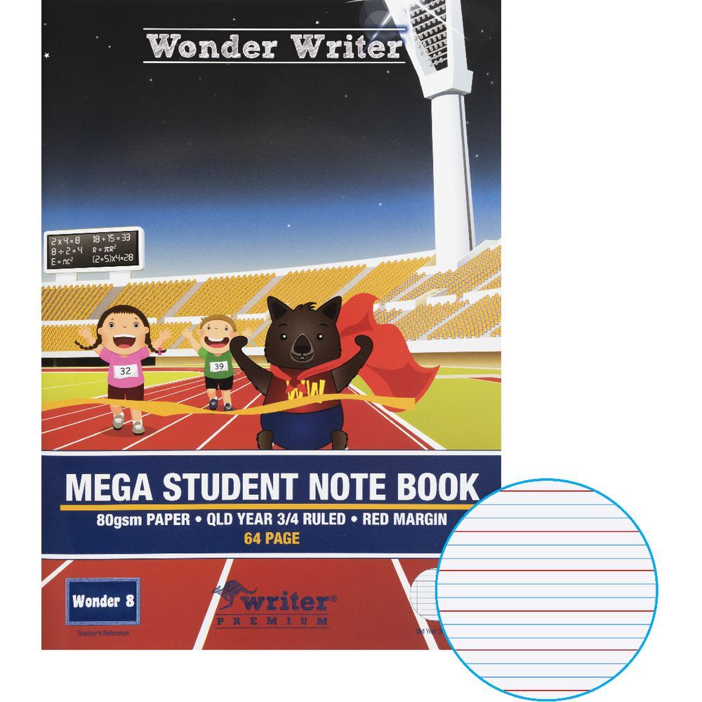 Mega Student Note Book: QLD YEAR 3/4 Ruled (64PG) - Writer (WRI-EB6587 ...