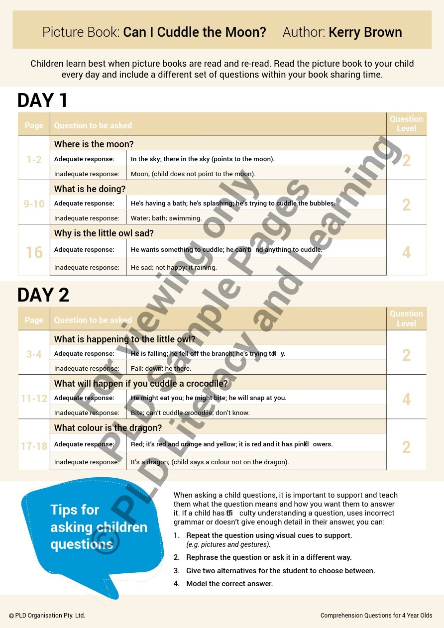 Comprehension Questions For 4 Year Olds PLD Literacy Educational Comprehension Questions For 4 Year Olds PLD Literacy Educational