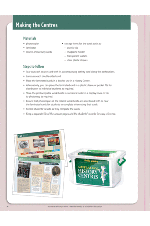 Blake's Learning Centres - Australian History Centres: Middle Primary ...