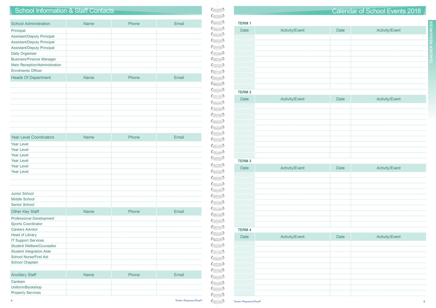 Secondary 5-Period Daily Planner 2018 - Wiro Bound - Createl Publishing ...