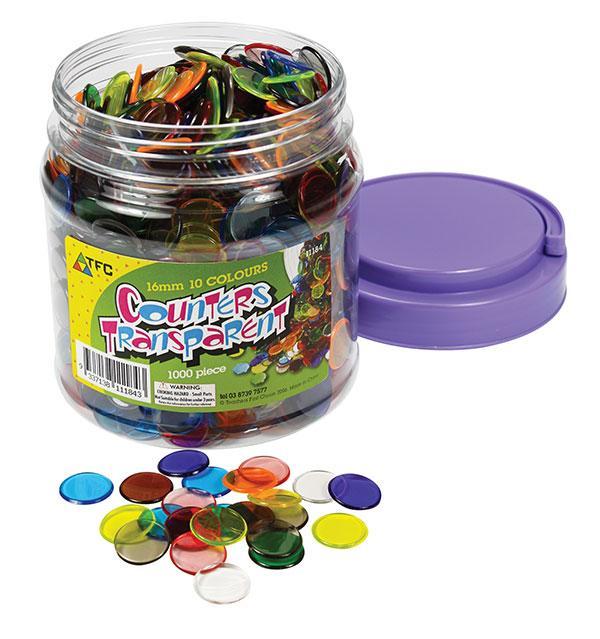 Counters - 16mm: Transparent 10 Colour - Teachers First Choice (11184 ...