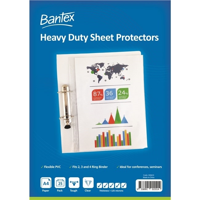 Bantex Heavy Duty Sheet Protectors - A4 (Pack of 25) (9338991015514 ...