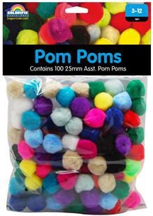 Pom Poms - 25mm: Assorted (Pack of 100) - Colorific (CLR-103448 ...