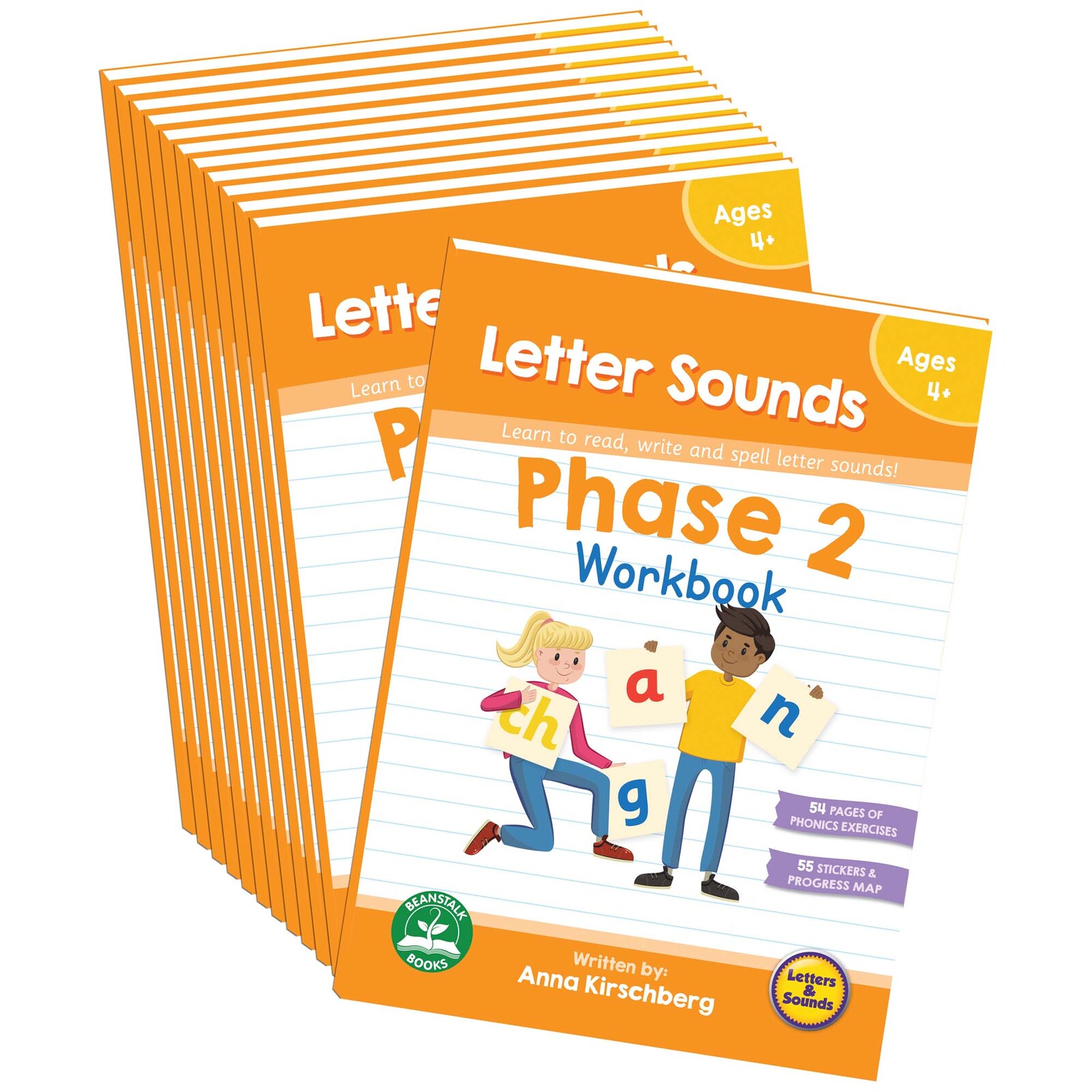 Phase 2 Letter Sounds Workbook - 12 Pack - Beanstalk Books (JL-BB916 ...
