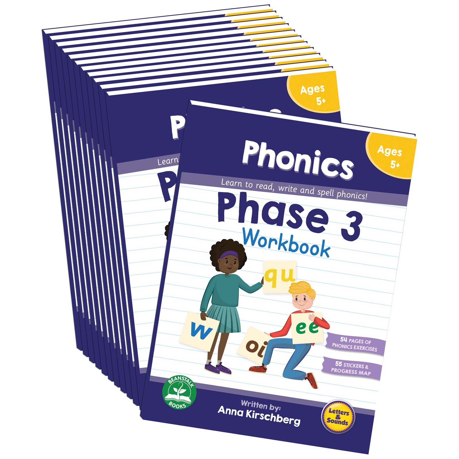 Phase 3 Phonics Workbook - 12 Pack - Beanstalk Books (JL-BB917 ...