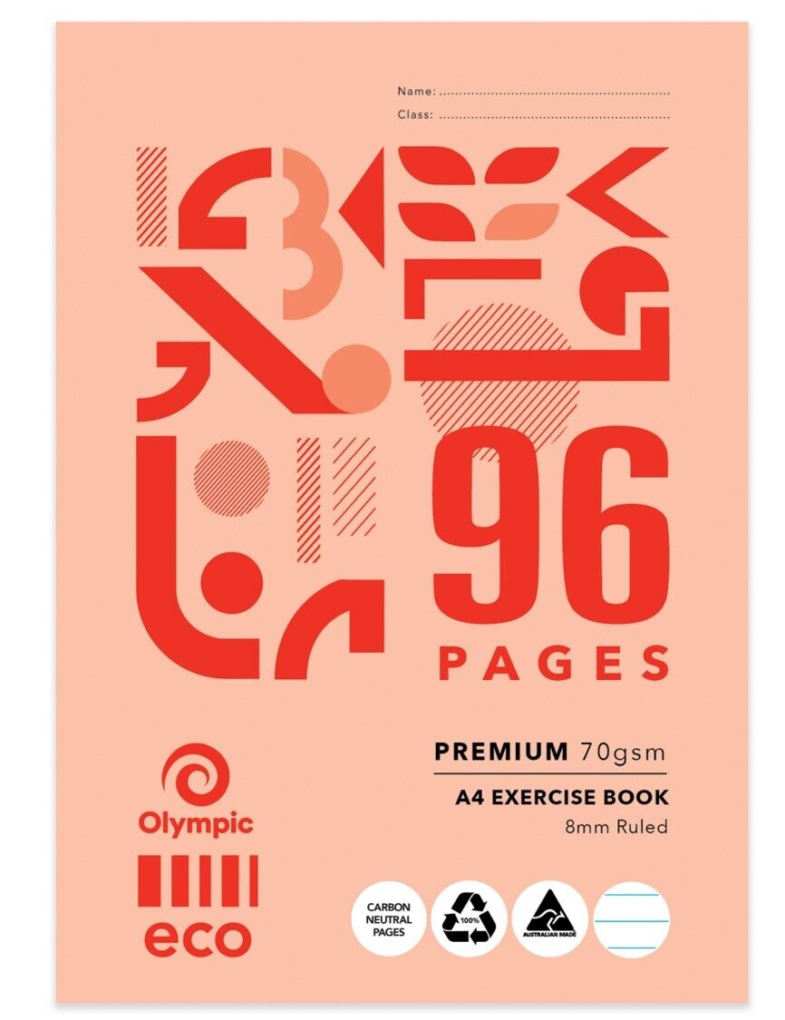 Olympic Eco Exercise Book A4 - 8mm Ruled: 96PG (Single) (OLY-198873-1 ...