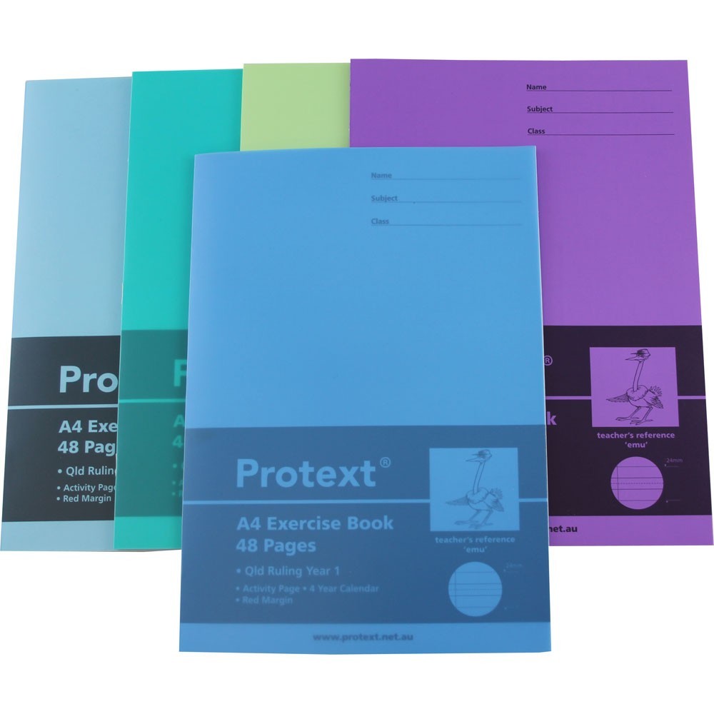 Protext Exercise Book (Emu) A4 - QLD Ruling - Year 1: 48 Pages (Pack of ...