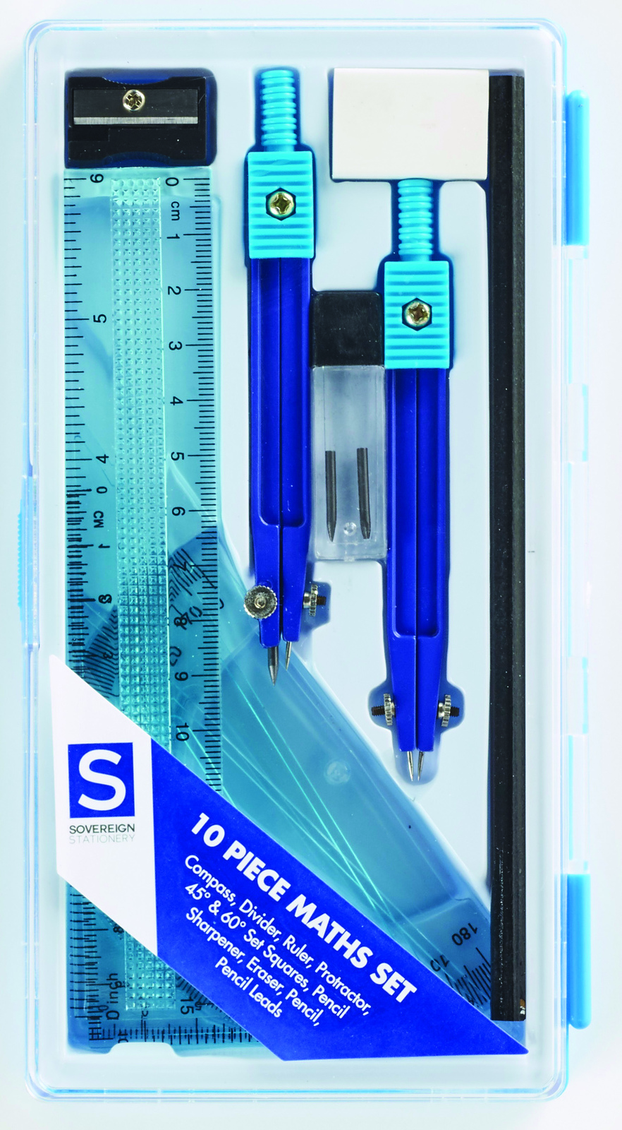 Sovereign Maths Set - 10 Pieces (Plastic Box) (SOV-20401) Educational ...