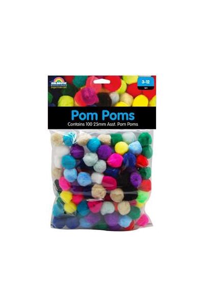 Pom Poms - 25mm: Assorted (Pack of 100) - Colorific (CLR-103448 ...