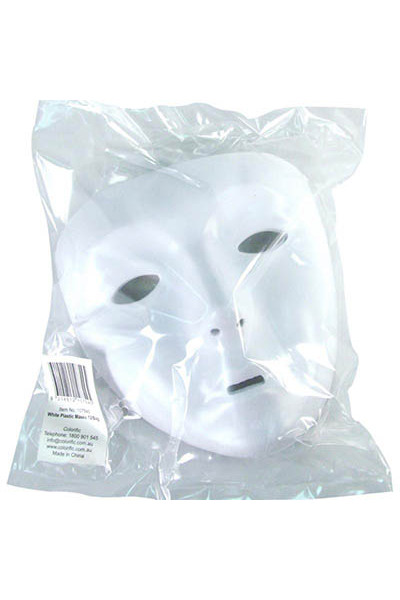 White Plastic Masks - Pack of 12 - Colorific (CLR-107545) Educational ...