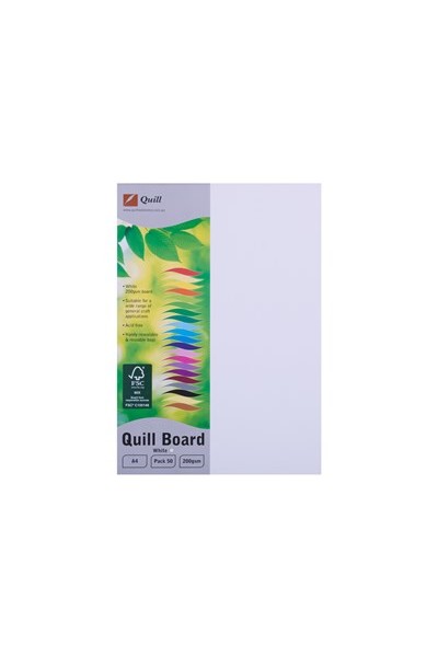 Quill Board 200gsm (A4) - Pack of 50: White (HAM-90344) Educational ...