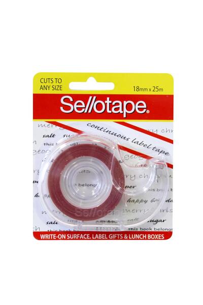 Sellotape Continuous Label Tape with Dispenser - Red: 18mmx25m (SEL ...