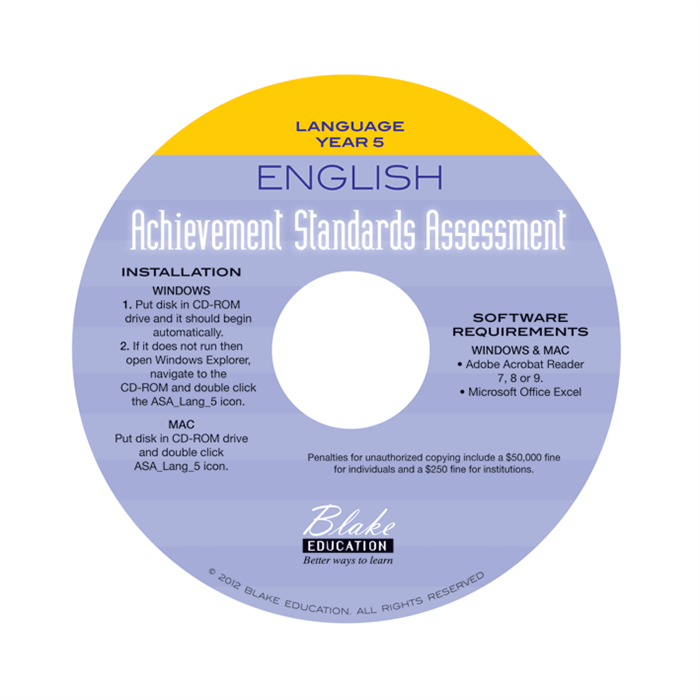 Achievement Standards Assessment - English: Language - Year 5 - Blake ...
