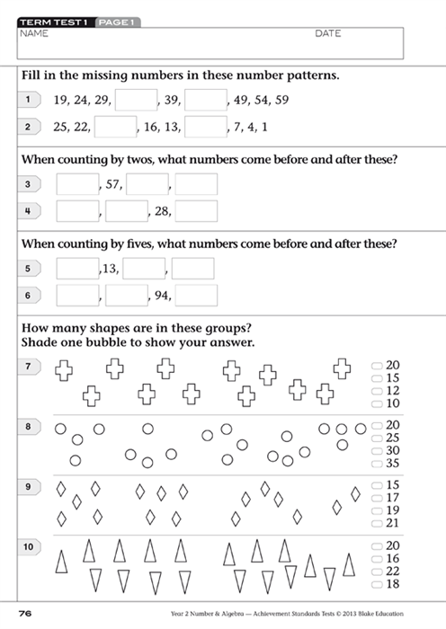 Achievement Standards Assessment - Mathematics: Number & Algebra - Year ...