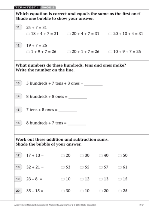 Achievement Standards Assessment - Mathematics: Number & Algebra - Year ...