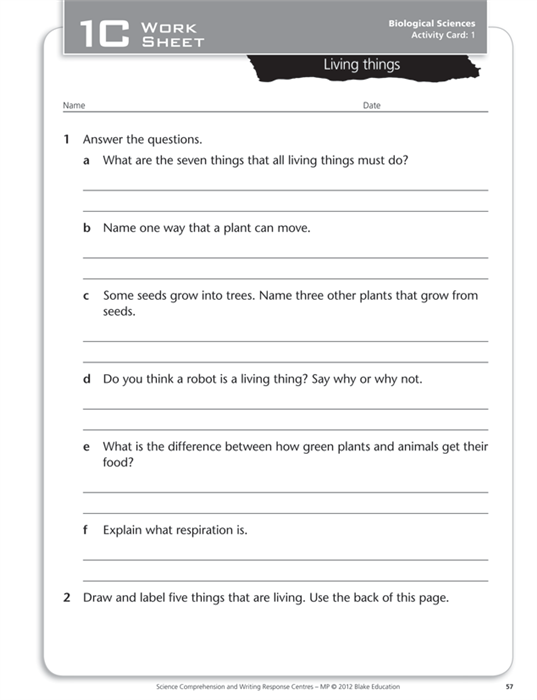 Blake's Learning Centres - Science Comprehension and Writing Response ...