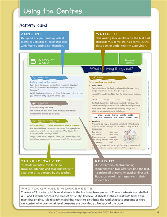 Blake's Learning Centres - Science Comprehension and Writing Response ...