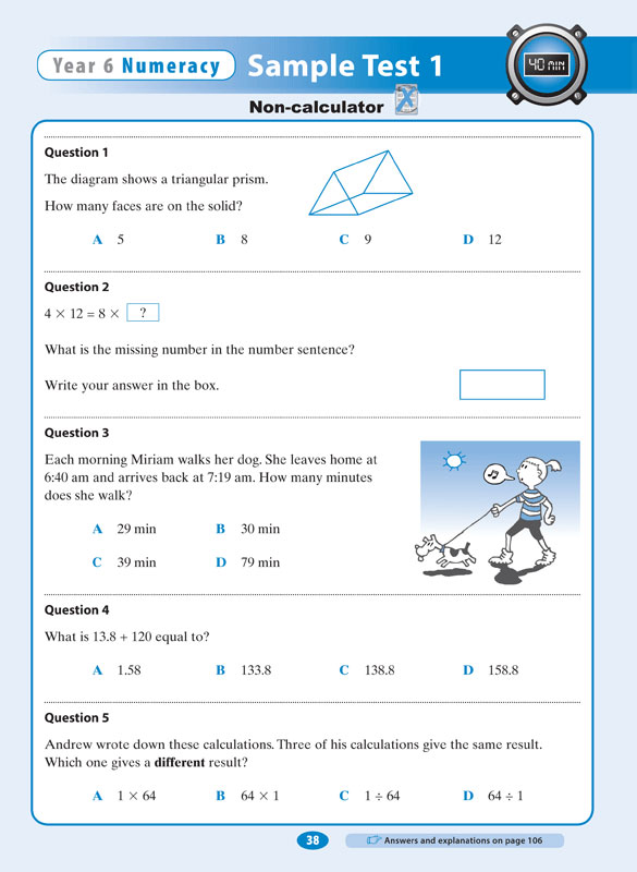 Sample Numeracy Test Gambaran