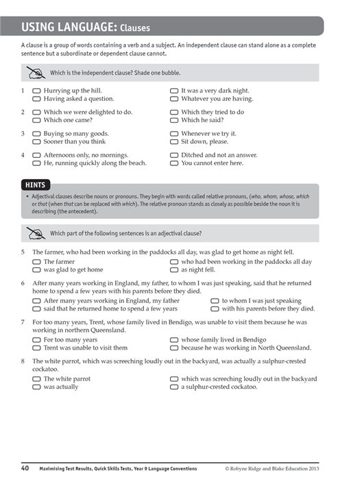 Maximising Test Results NAPLAN style Literacy Quick Skills Tests 