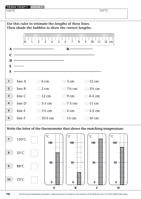 Achievement Standards Assessment - Mathematics: Measurement & Geometry ...