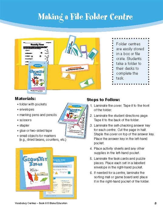 Blake's Learning Centres - Vocabulary Centres: Pack (1 of each Title ...