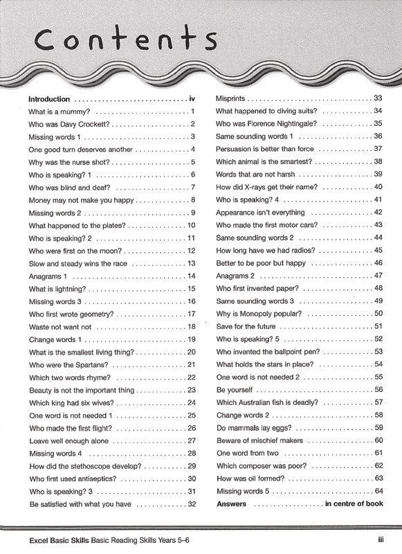 Excel Basic Skills - Basic Reading Skills: Years 5-6 - Pascal Press ...