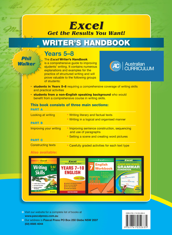Excel Writer's Handbook - Pascal Press (9781741252835) Educational ...