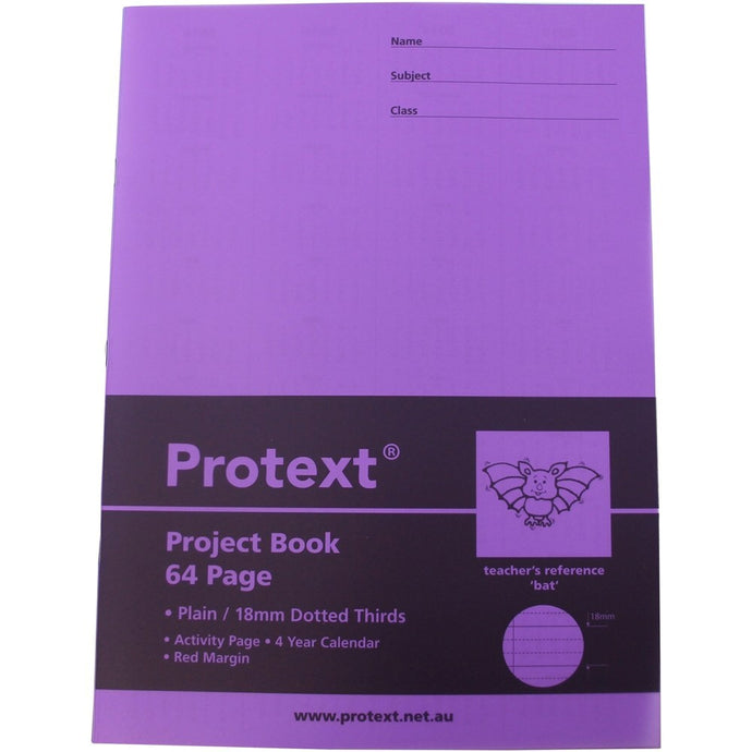 Protext 330x240mm Project Book - Plain/ 18mm Dotted Thirds (Bat) 64PG ...